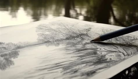 Premium Ai Image Pencil Sketches Nature Beauty On Paper Reflecting Creativity Outdoors