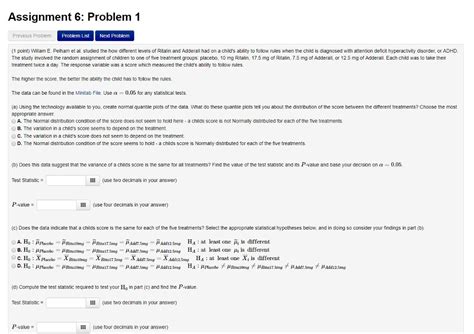 Assignment 6 Problem 1 Previous Problem Problem List