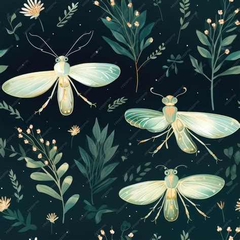 Premium Ai Image Grasshopper Pattern Illustrated Simple Texture Seamless Tile