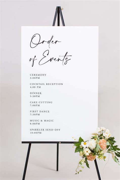 Wedding Order Of Events Sign The Autumn