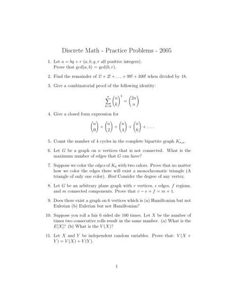 Discrete Math Sample Problems
