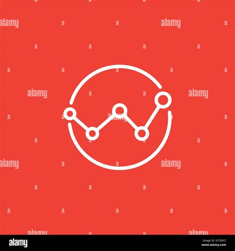 Analytics Line Red Icon On White Background Red Flat Style Vector
