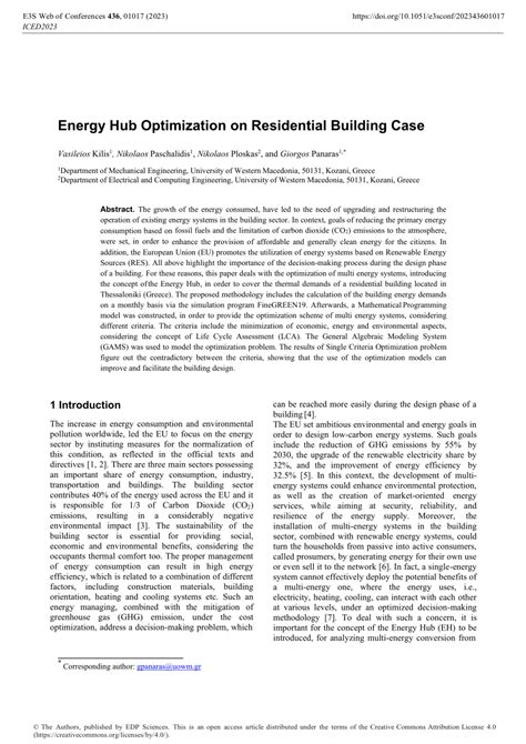 Pdf Energy Hub Optimization On Residential Building Case