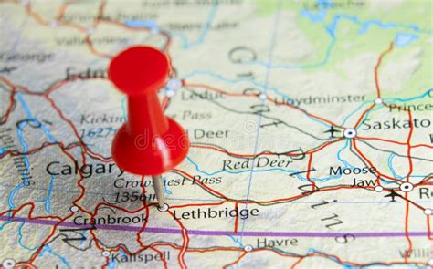 Lethbridge Pin On Map Of Usa Stock Image Image Of Plan Close 337477379