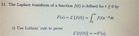 Solved The Laplace Transform Of A Function F T Is Chegg