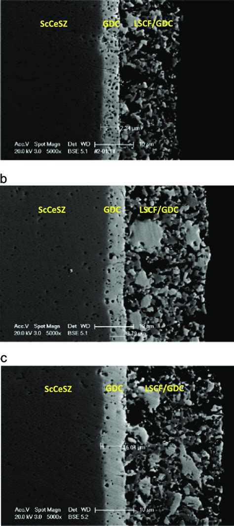 Bse Microstructures Of The Half Cells With Different Gdc Interlayer