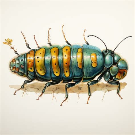 Bug Of The Day Vintage Watercolored Caterpillar Illustration Stock Illustration Illustration