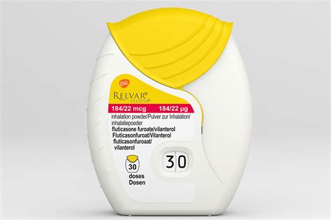Relvar Ellipta 184microgramsdose 22microgramsdose Dry Powder Inhaler Glaxosmithkline Uk Ltd