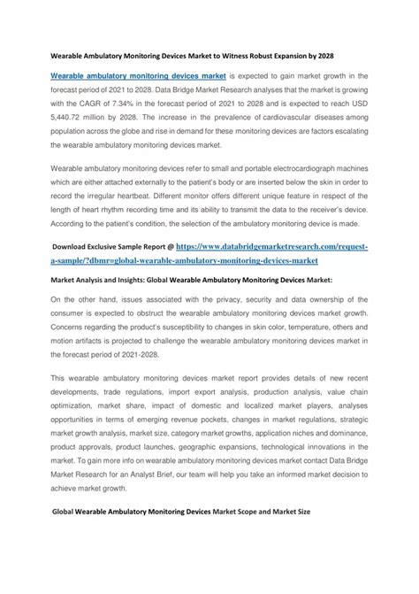 Ppt Wearable Ambulatory Monitoring Devices Market To Witness Robust Expansion By 2028