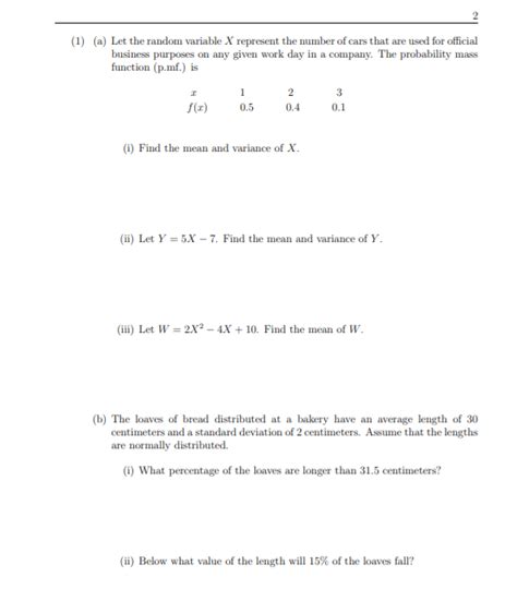 solved 1 a let the random variable x represent the