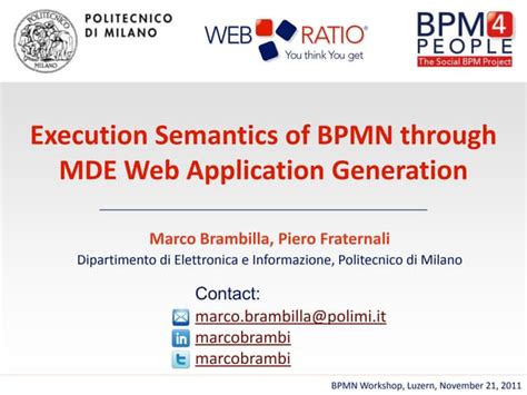 execution semantics of bpmn through mde web application generation