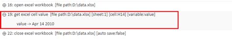 get excel cell value