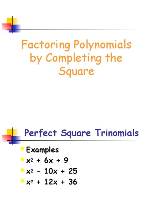 Completing The Square Factoring Pdf Factorization Computational Science