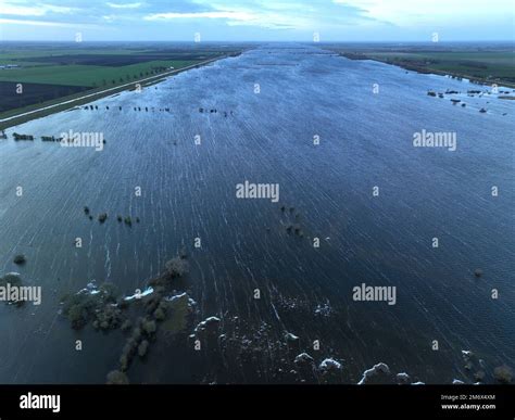 The Welney Wash Fills With Floodwater As The Levels Of The Old Bedford River And River Delph