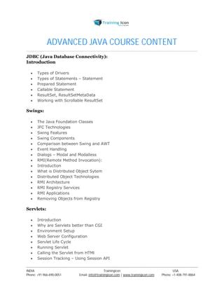 ADVANCED JAVA ONLINE TRAINING PDF