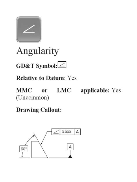 Angularity Gdandt Symbol Relative To Datum Mmc Or Lmc Applicable
