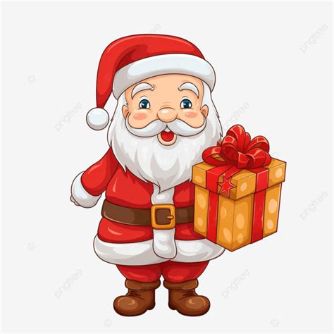 크리스마스 시간에 큰 선물을 들고 있는 만화 일러스트 산타클로스 만화 일러스트 산타 선물 크리스마스 산타 Png 일러스트