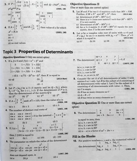 Matrices And Determinants Jee Advanced 38 Year Previous Year Questions