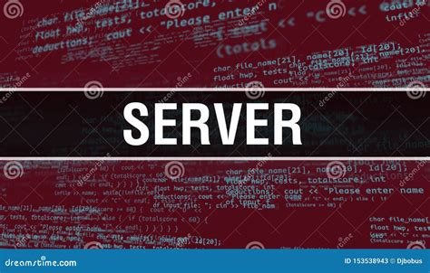 Server With Digital Java Code Text Server And Computer Software Coding Vector Concept Stock