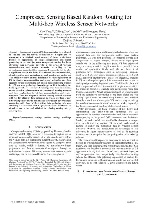 Pdf Compressed Sensing Based Random Routing For Multi Hop Wireless Sensor Networks