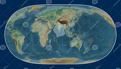 Indian Tectonic Plate Physical Natural Earth Ii Boundaries Stock Illustration Illustration