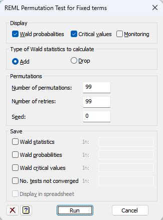 REML Permutation Test For Fixed Terms Genstat Knowledge Base