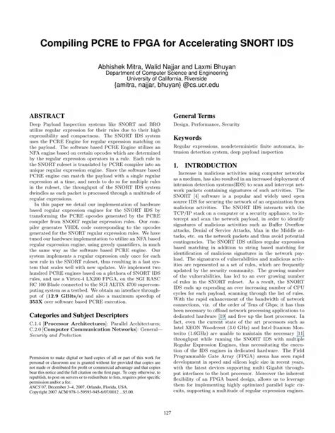 Pdf Compiling Pcre To Fpga For Accelerating Snort Ids Dokumentips