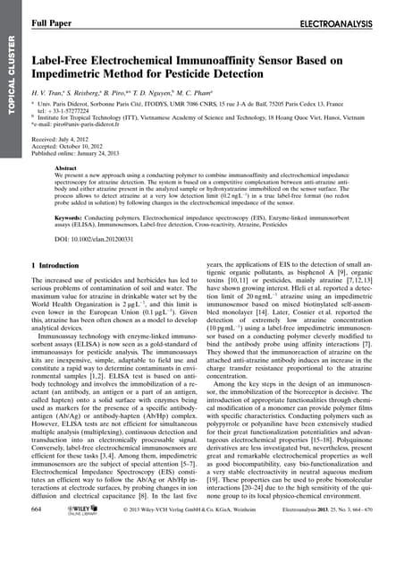 Label Free Electrochemical Immunoaffinity Sensor Based On Impedimetric