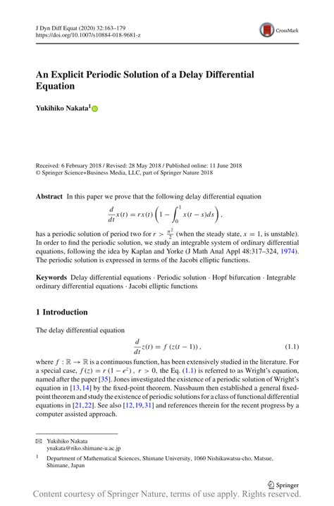 An Explicit Periodic Solution Of A Delay Differential Equation