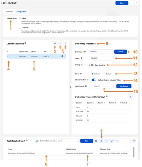 Dictionary Options For Token Labeling