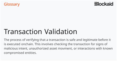 Transaction Validation Web3 Glossary