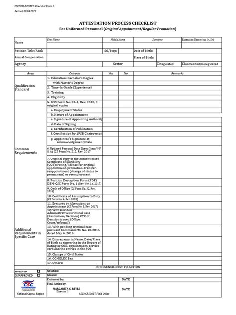 Attestation Process Checklist Sample Format D Pdf Justice Crime And Violence