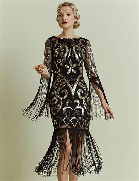 Babeyond 1920s Flapper Dress Long Fringe Gatsby Dress Roaring 20s
