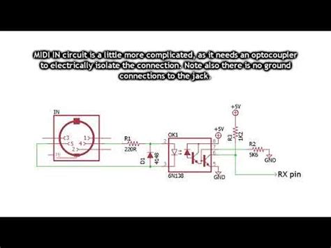 Arduino MIDI Interface Part 01 MIDI INPUT OUTPUT And THRU Circuits