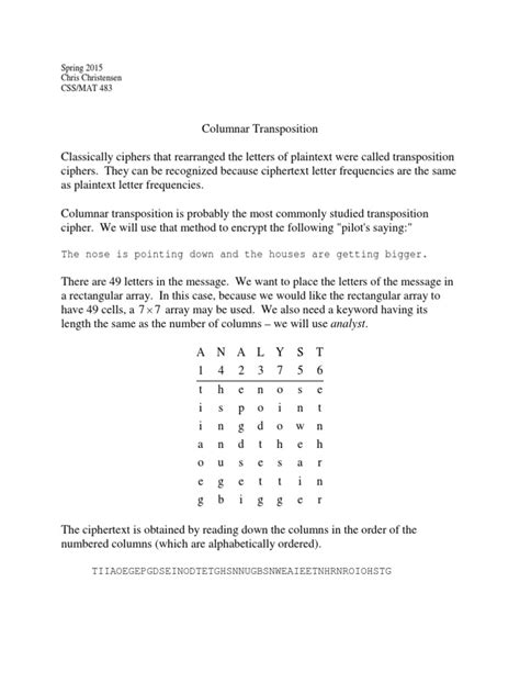 1402 Columnar Transposition Pdf Cyberwarfare Security