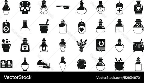 magic elixir icons set alchemist preparing vector image