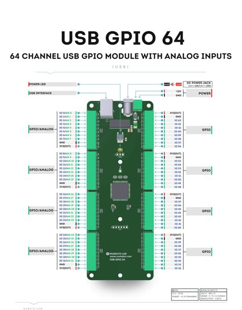 64 Channel USB GPIO Module With Analog Inputs Numato Lab