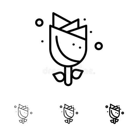 Flower Easter Nature Holiday Bold And Thin Black Line Icon Set Stock Vector Illustration Of