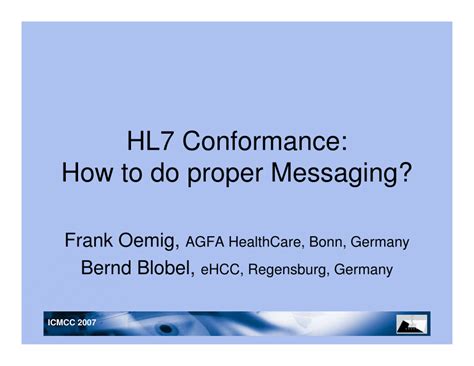 Pdf Hl7 Conformance How To Do Proper Messaging