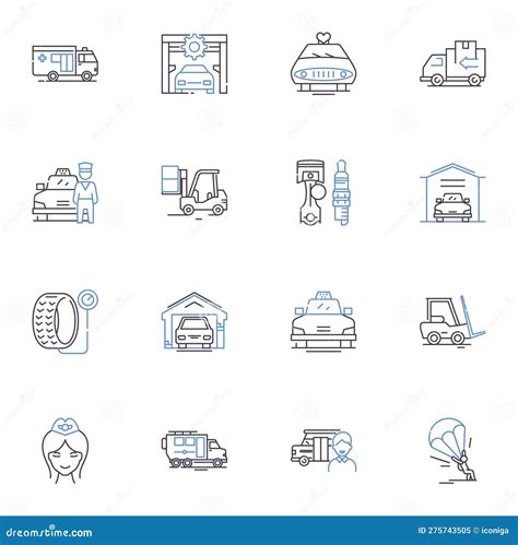 Roadworthy Conveyance Line Icons Collection Safety Vehicle Inspection Maintenance Checklist