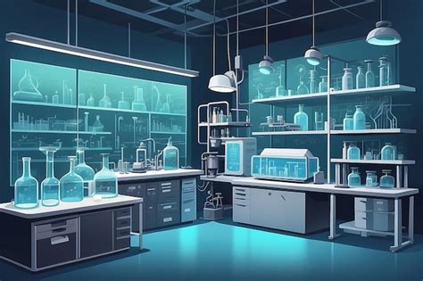 Premium Photo Lab Section With Scientific Models Vector Flat Style Illustration