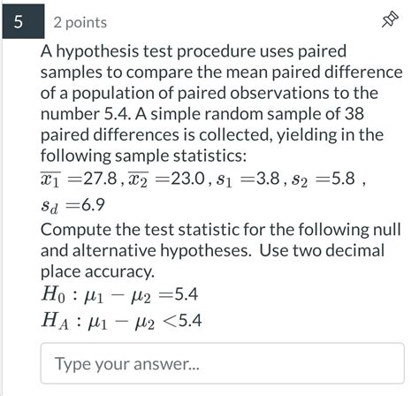 Solved A Hypothesis Test Procedure Uses Paired Samples To