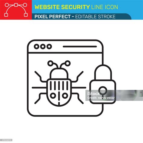 웹사이트 보안 아이콘 브라우저 창에 자물쇠가 있는 버그 기호로 미니멀한 디자인으로 사이버 보안 및 디지털 보호를 나타냅니다 Ui Ux 벡터 아이콘을 위한 완벽한 픽셀
