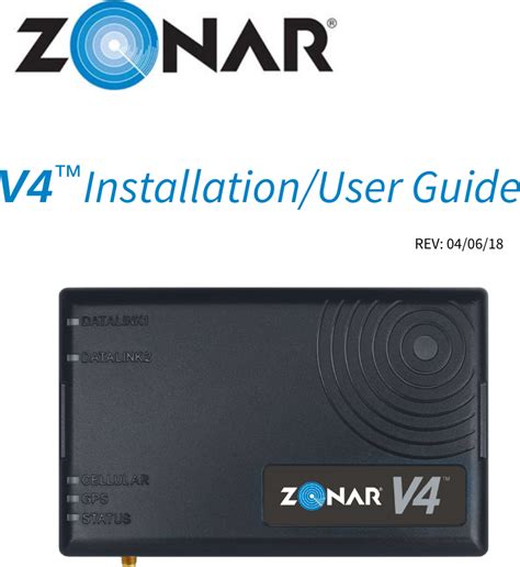 Zonar Systems V4 Vehicle Mounted Telematics Device User Manual