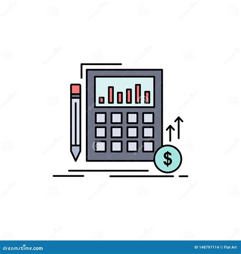 Calculation Data Financial Investment Market Flat Color Icon Vector Stock Vector