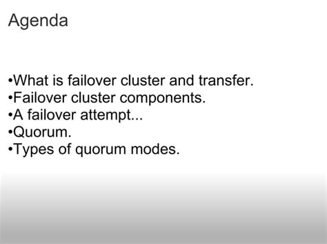 server high availability failover clusters ppt