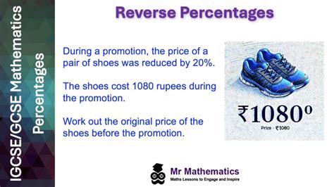Calculating A Reverse Percentage For Gcse Igcse Mathematics Mr