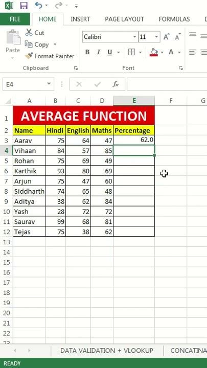 Average Function In Excel Viralvideo Exceltips Excel Ytshorts Exceltricks Learnexcel