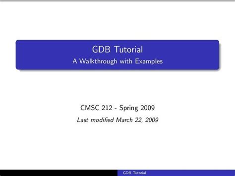 PDF GDB Tutorial A Walkthrough With Examples DOKUMEN TIPS