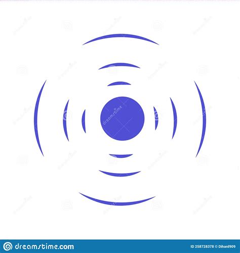 Echo Sonar Waves Blue Radar Symbol On Sea And Ultrasonic Signal Reflection Icon Detect And